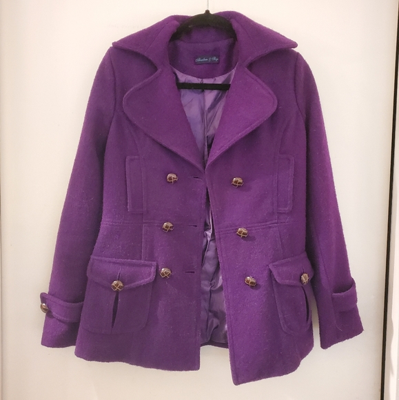 Aberdeen & Skye | Jackets & Coats | Purple Pea Coat Wool Blend Size ...
